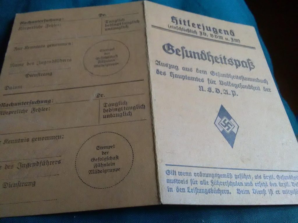 Hitler Youth medical card. – Jackboot